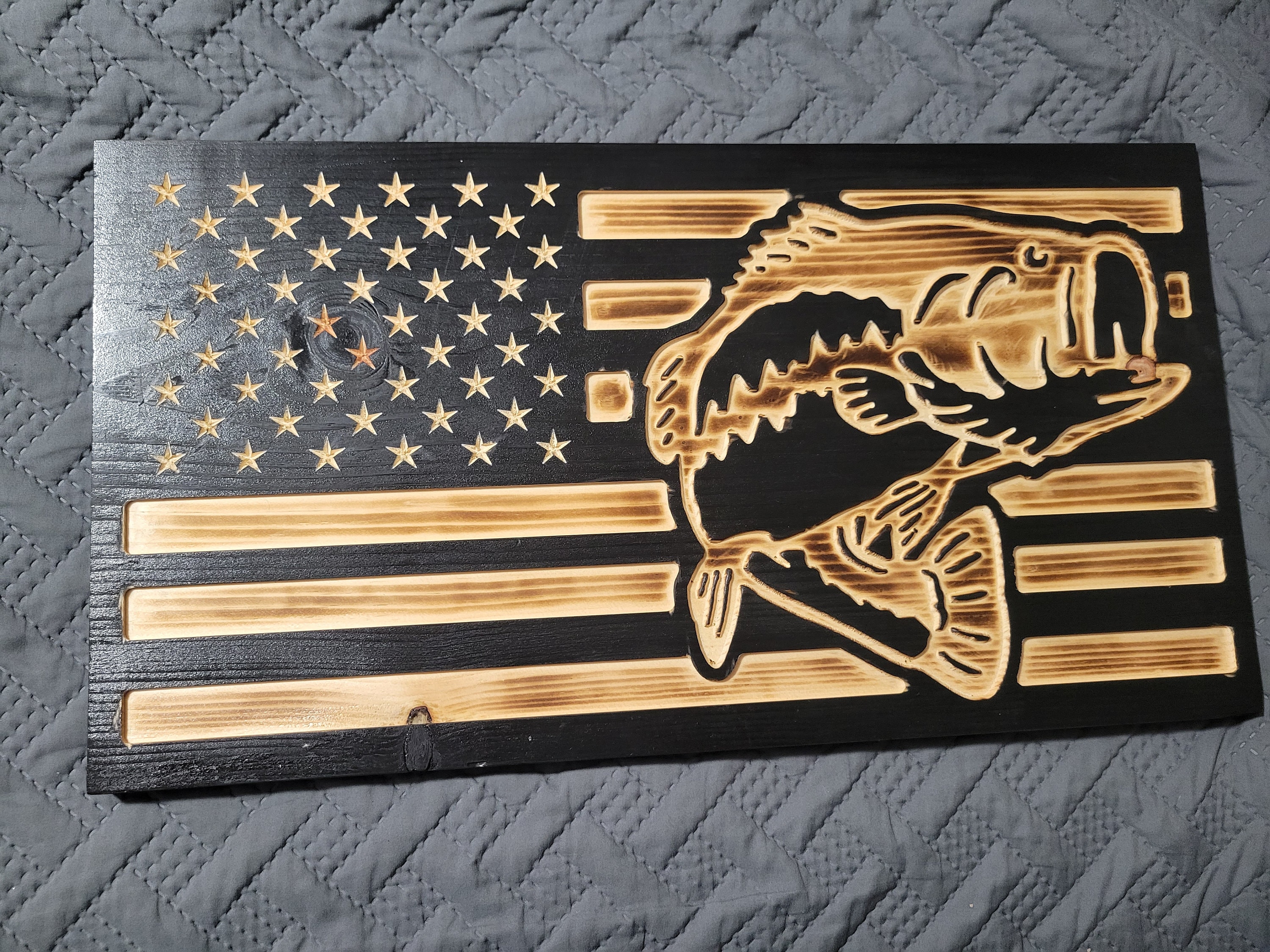 Largemouth Bass Wood Flag Sign Digital File Shapeoko Carbide Create CNC ...