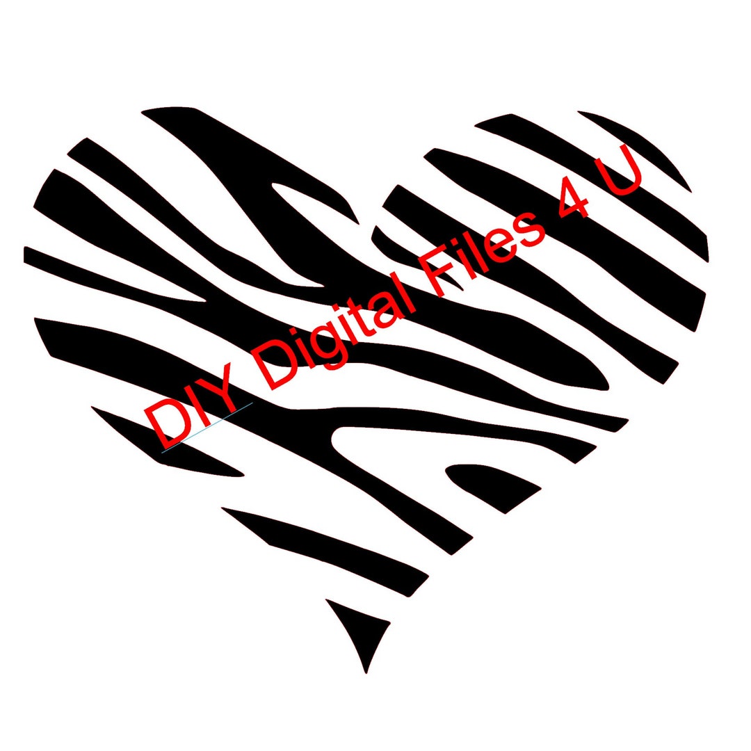 Zebra Striped Heart Svg Digital File Cricut Silhouette CNC Router Cut ...