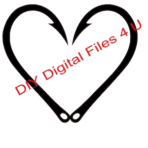 Fish Hook Heart Fishing Tournament Svg Digital File Cricut Silhouette ...