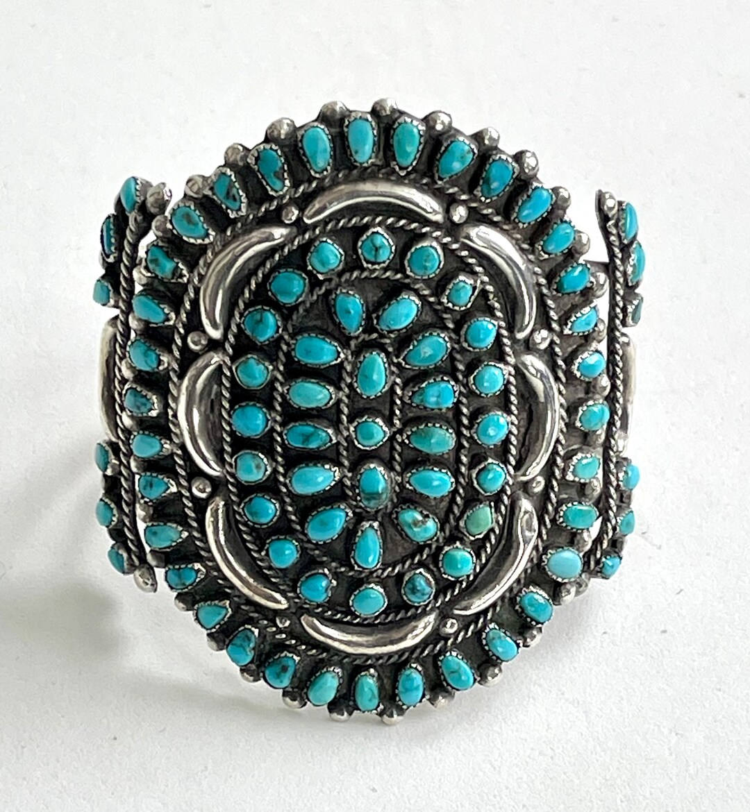 Gorgeous Navajo Zuni Design Vintage Turquoise Cluster Cuff Bracelet ...