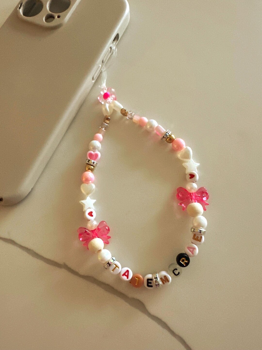 Handmade Tate Mcrae Themed Pink Phone Charm. Concert Merch, Tate Mcrae ...