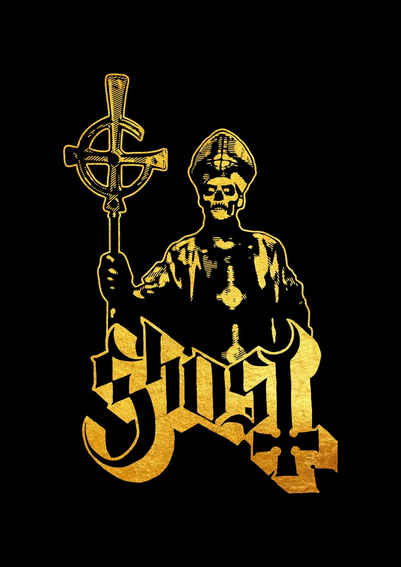 Ghost / Papa Emeritus / Golden / Metal / Rock / Poster / Vector ...
