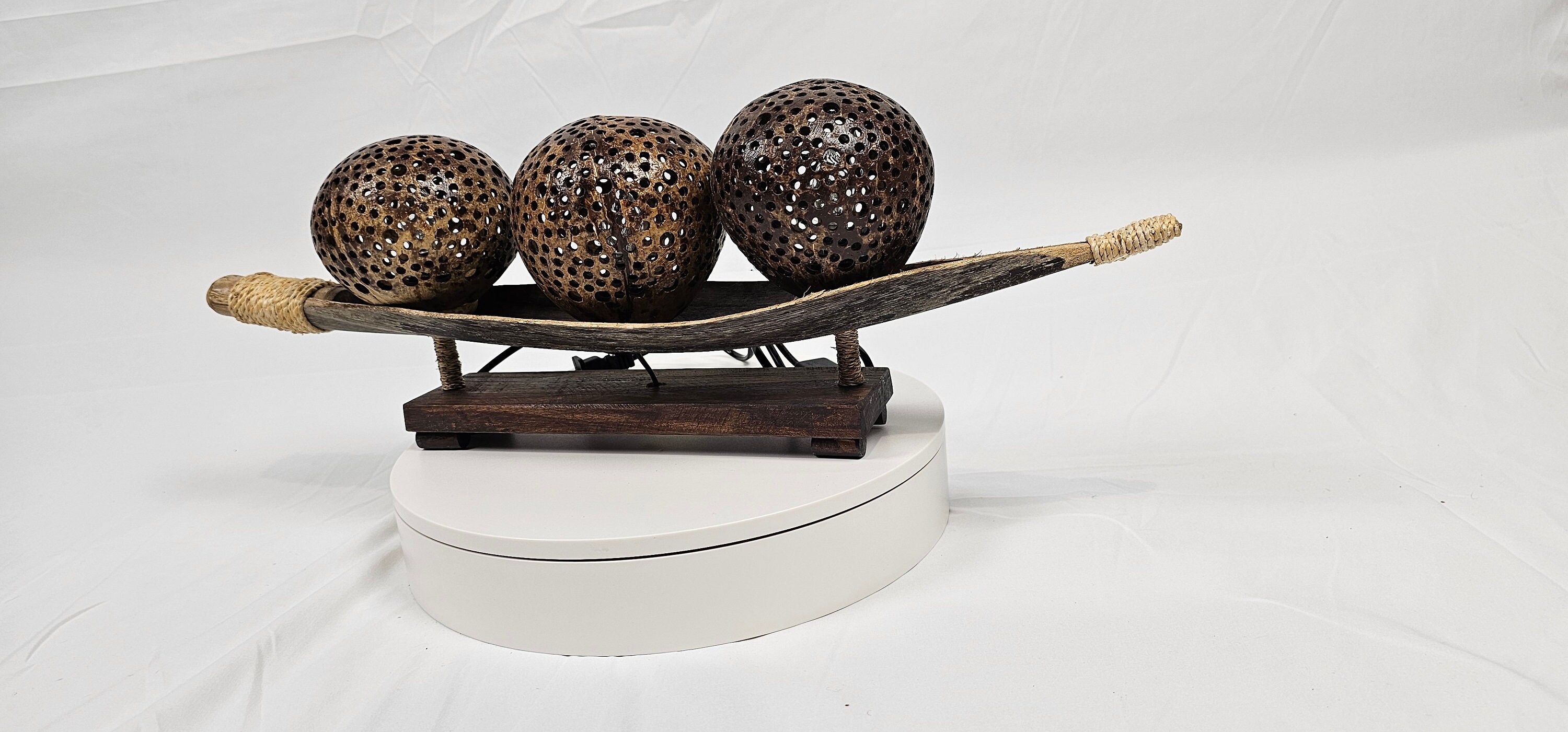 Coconut Decora Lamp , Natural Wood With 3 Bulbs , Handmade - Etsy