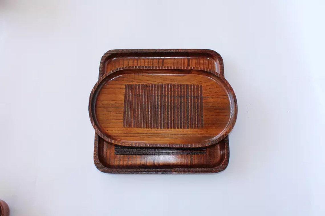 Japanese-style Solid Wood Dinner Plate, Creative Wooden Fruit Plate ...