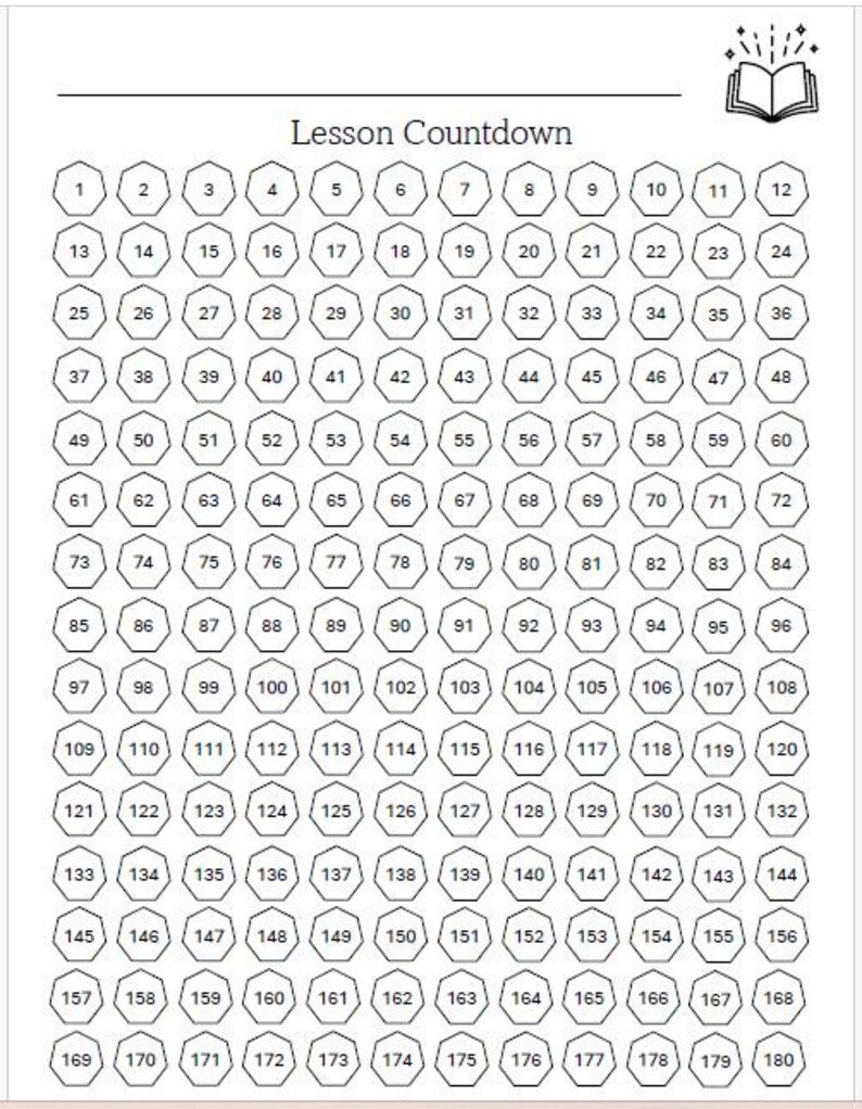 180 Lessons Countdown - Etsy