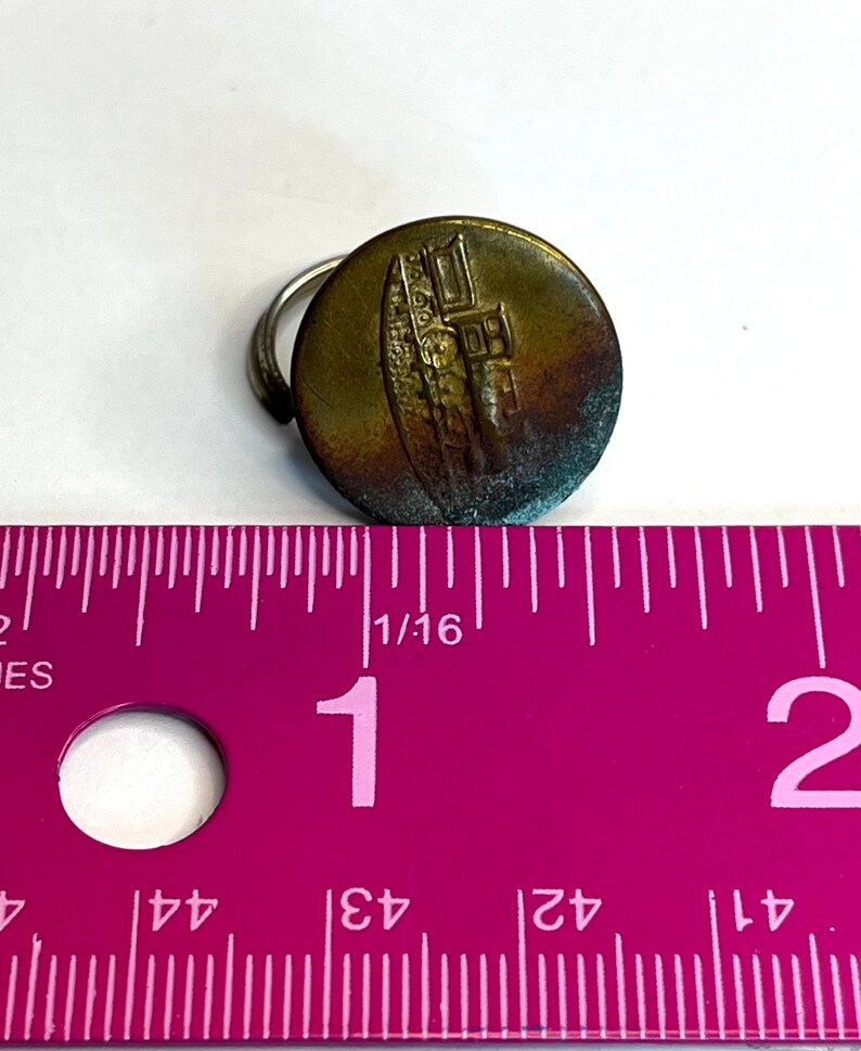 Vintage Button - Brass Railroad Button - Etsy