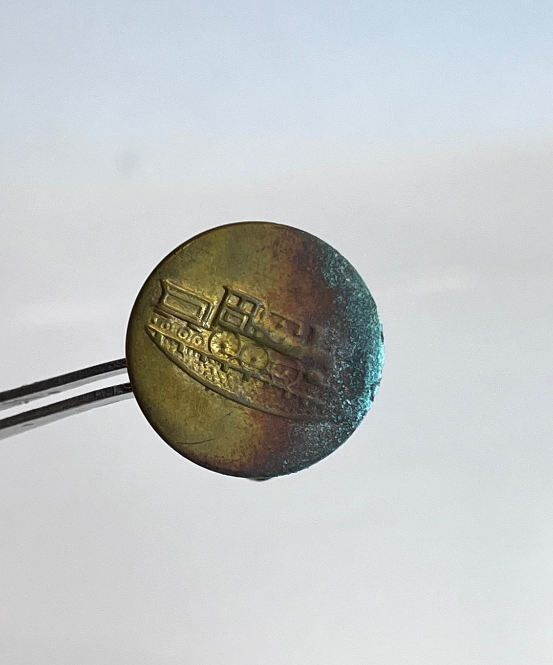 Vintage Button - Brass Railroad Button - Etsy