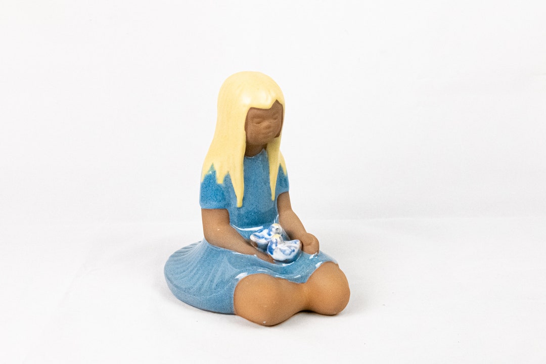 Vintage Ceramic Figurine of Girl With Birds Designed by Edith Risberg ...