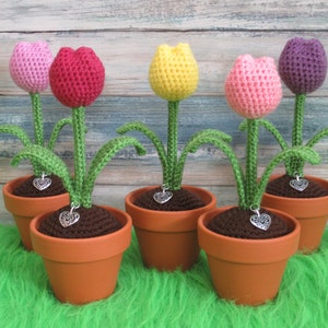 Pretty Crochet Tulip in Pot, Flower Ornament, Ideal for Experienced ...