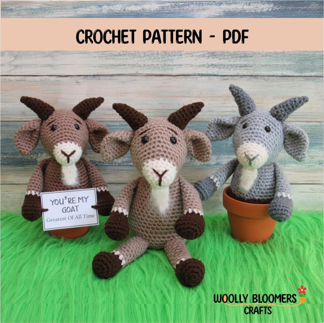 Crochet GOAT Amigurumi Pattern: Ornament, Toy, Sentiments and Mini ...