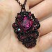 Ruby Red Crystal Black Wire Wrapped Pendant, Gothic, Victorian ...