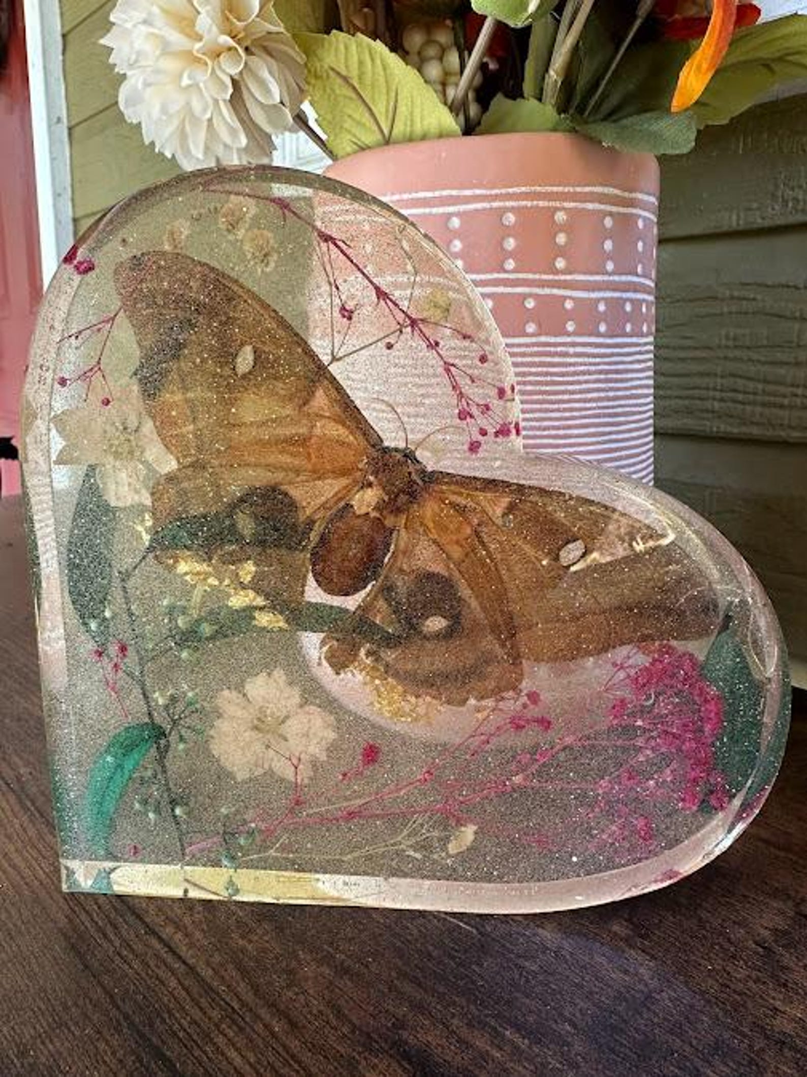 Polyphemus Moth in Resin | Resin Art | Paperweight | Resin Block ...
