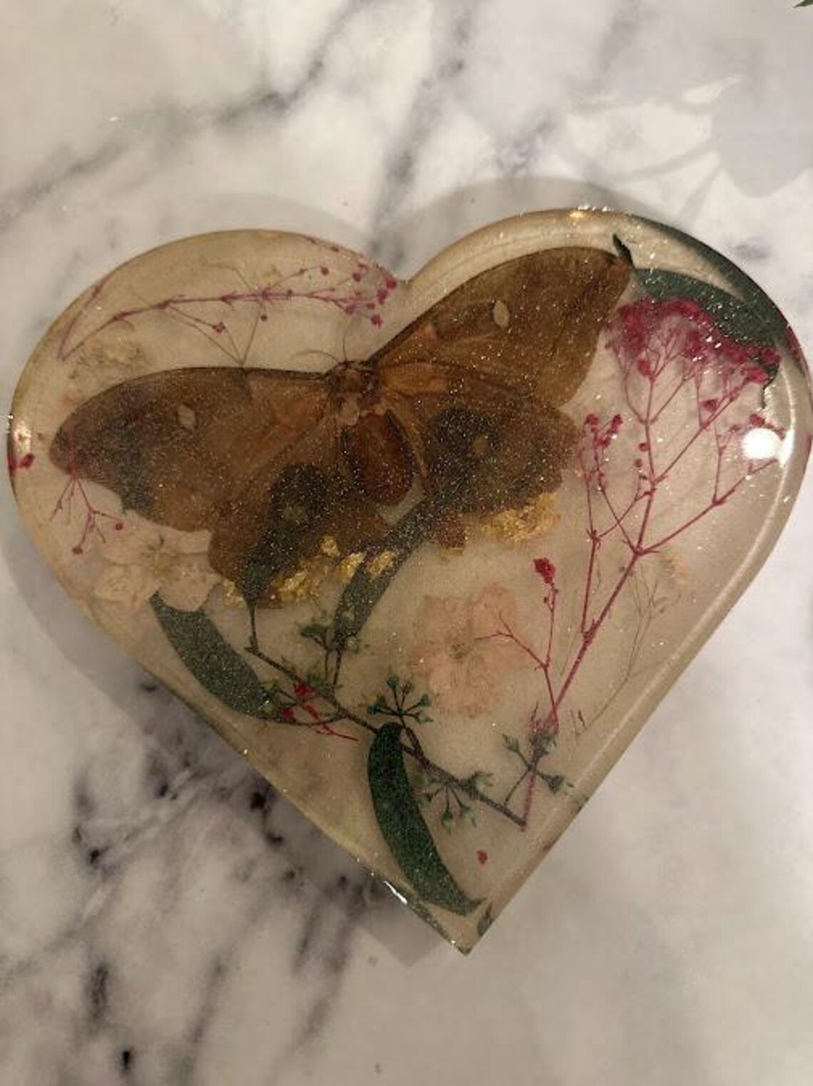 Polyphemus Moth in Resin | Resin Art | Paperweight | Resin Block ...