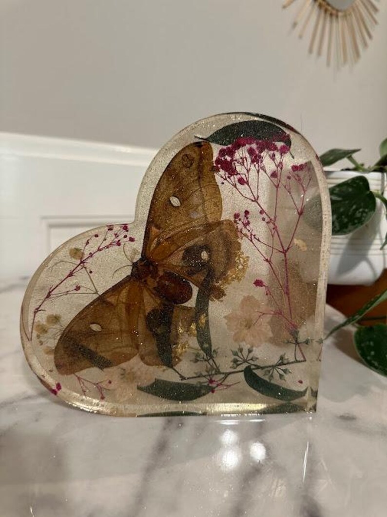 Polyphemus Moth in Resin | Resin Art | Paperweight | Resin Block ...