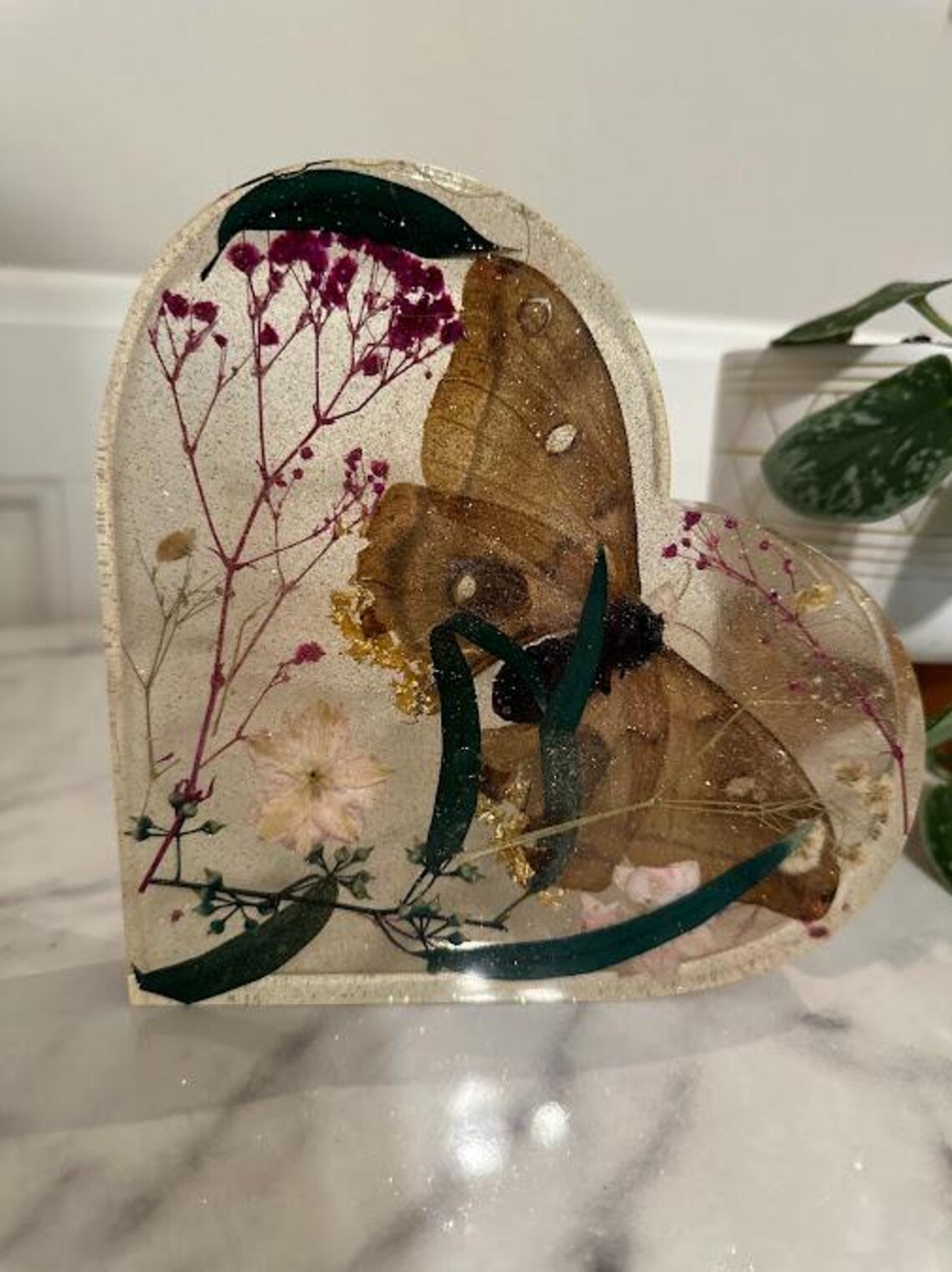 Polyphemus Moth in Resin | Resin Art | Paperweight | Resin Block ...