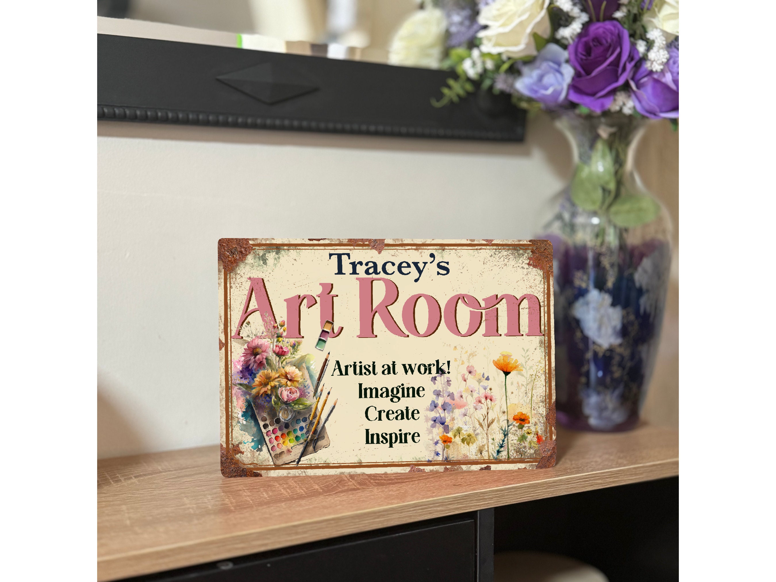 CUSTOM ART ROOM Sign, Personalized Art Room Sign, Vintage Style Art ...