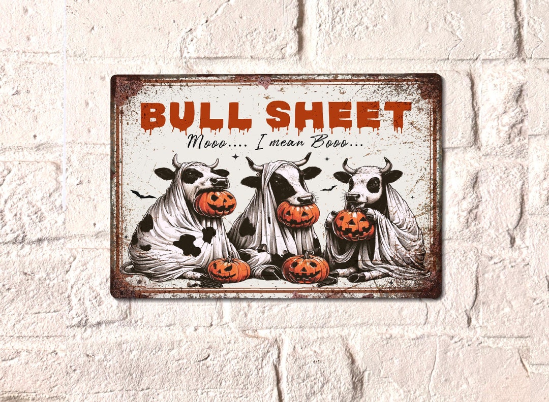 Cow Sign, Halloween Wall Decor, Horror Tin Sign, Horizontal Wall Art ...