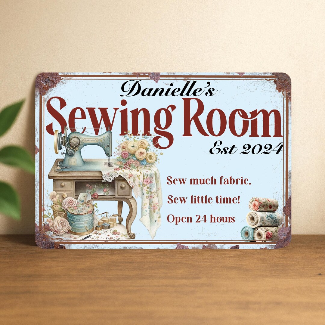 Personalised Sewing Room Metal Sign: Custom Name, Seamstress Gift for ...