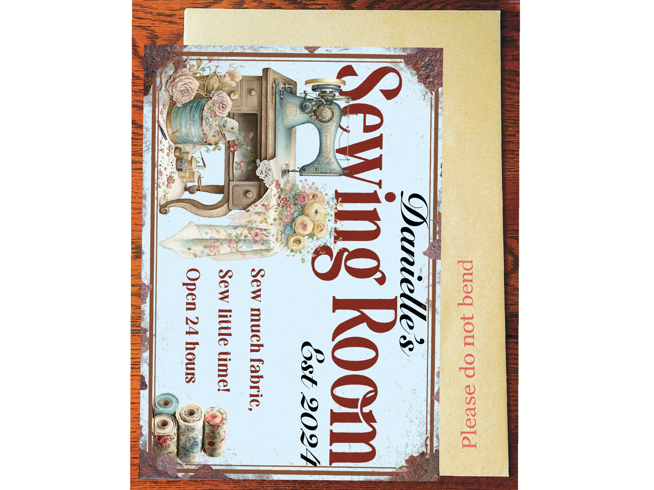 Personalised Sewing Room Metal Sign, Custom Name Established Signs ...