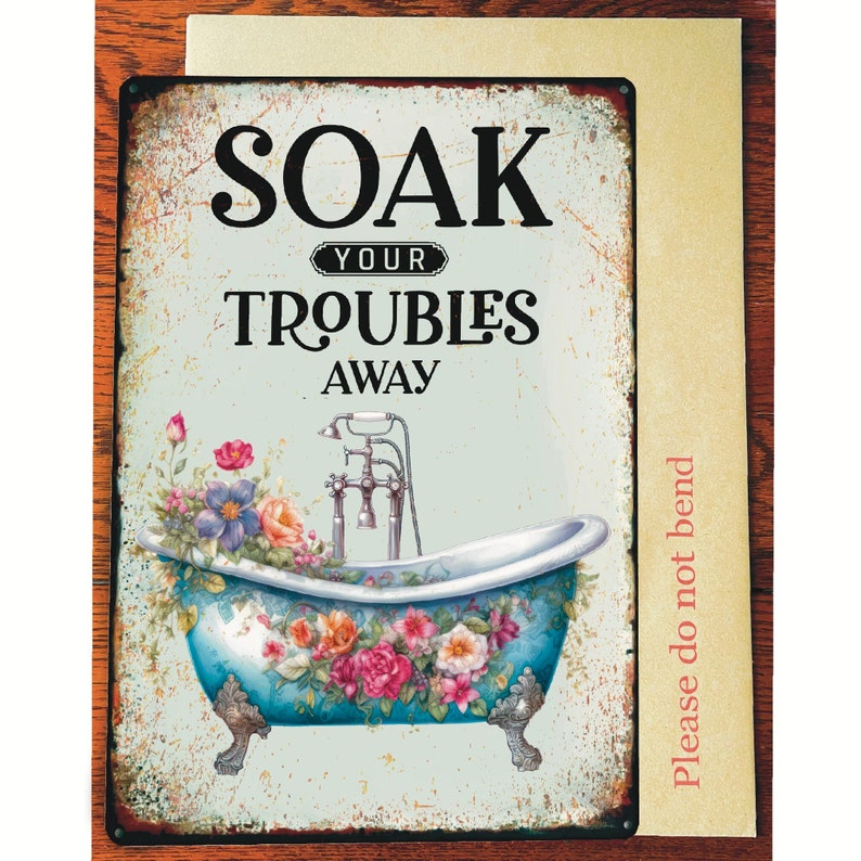 Cute Bathroom Signs, Metal Bathroom Wall Art, Relaxing Gifts for Women ...