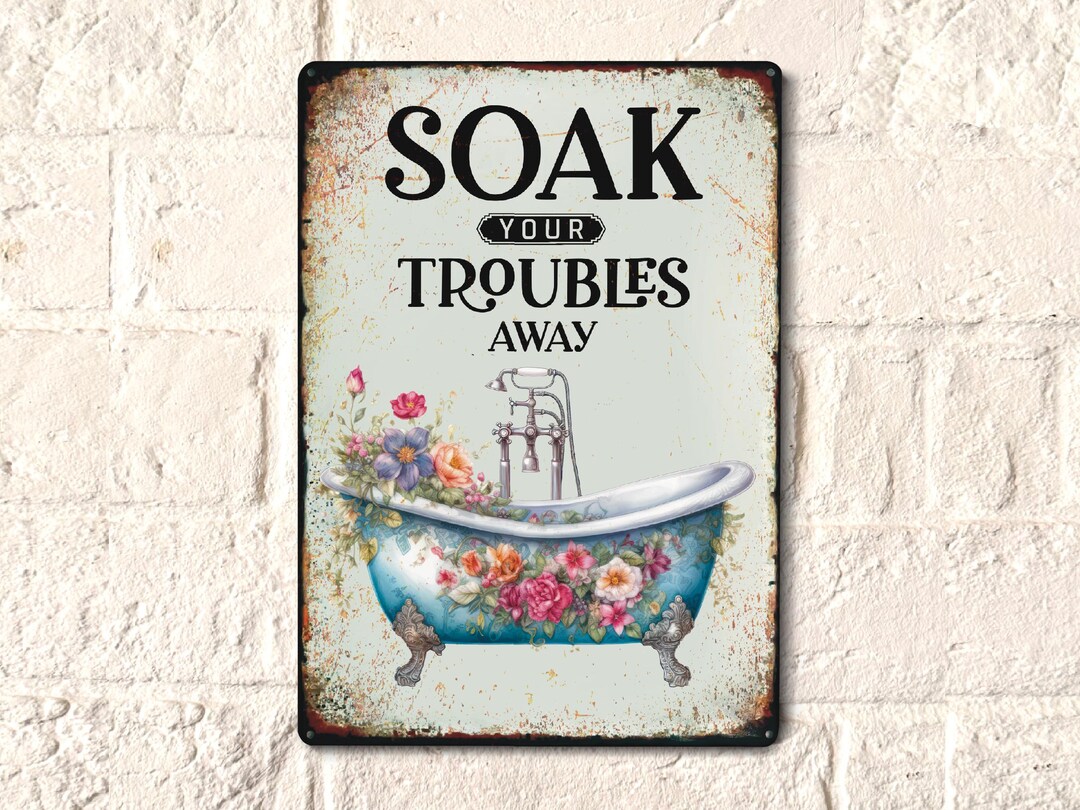 Cute Bathroom Signs, Metal Bathroom Wall Art, Relaxing Gifts for Women ...