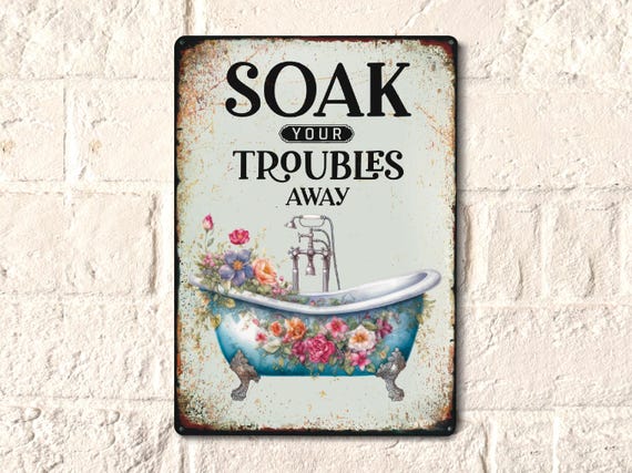 Retro Bathroom Signs 9 Pieces Bathroom Wall Art Wall Decor, Funny