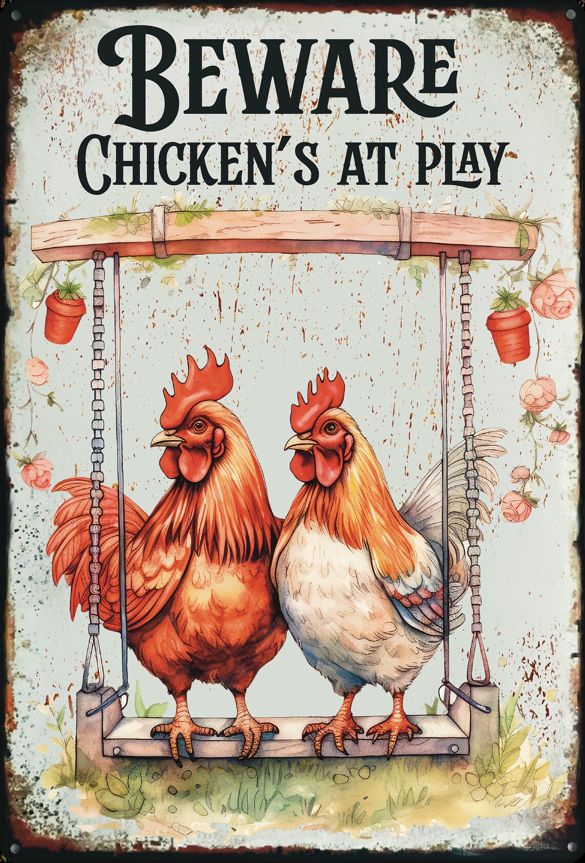 Beware of Chickens Sign Chicken Coop Metal Sign Rooster - Etsy