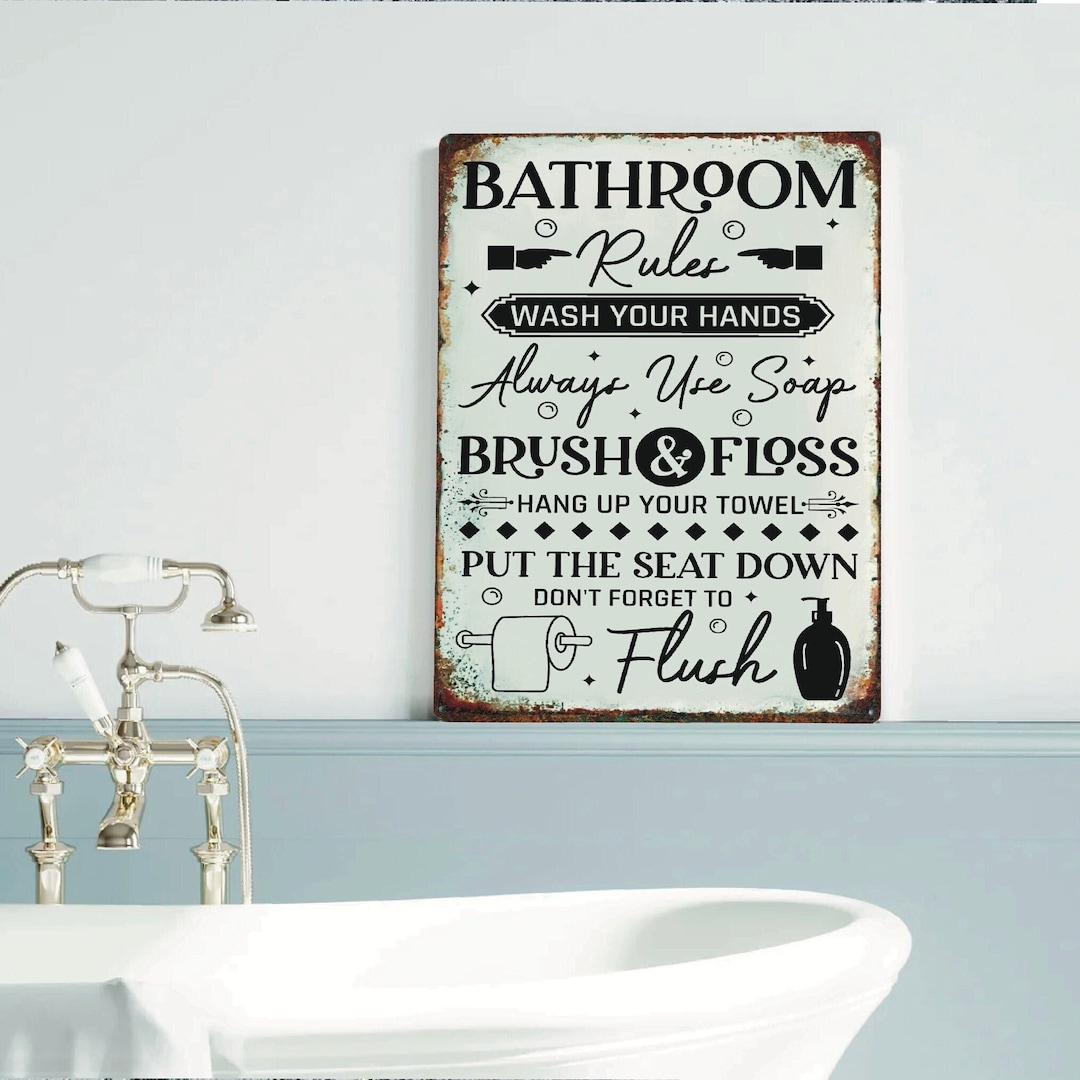 Bathroom Wall Art Tin Signs Toilet WC Sign Metal Wall Door Signage ...