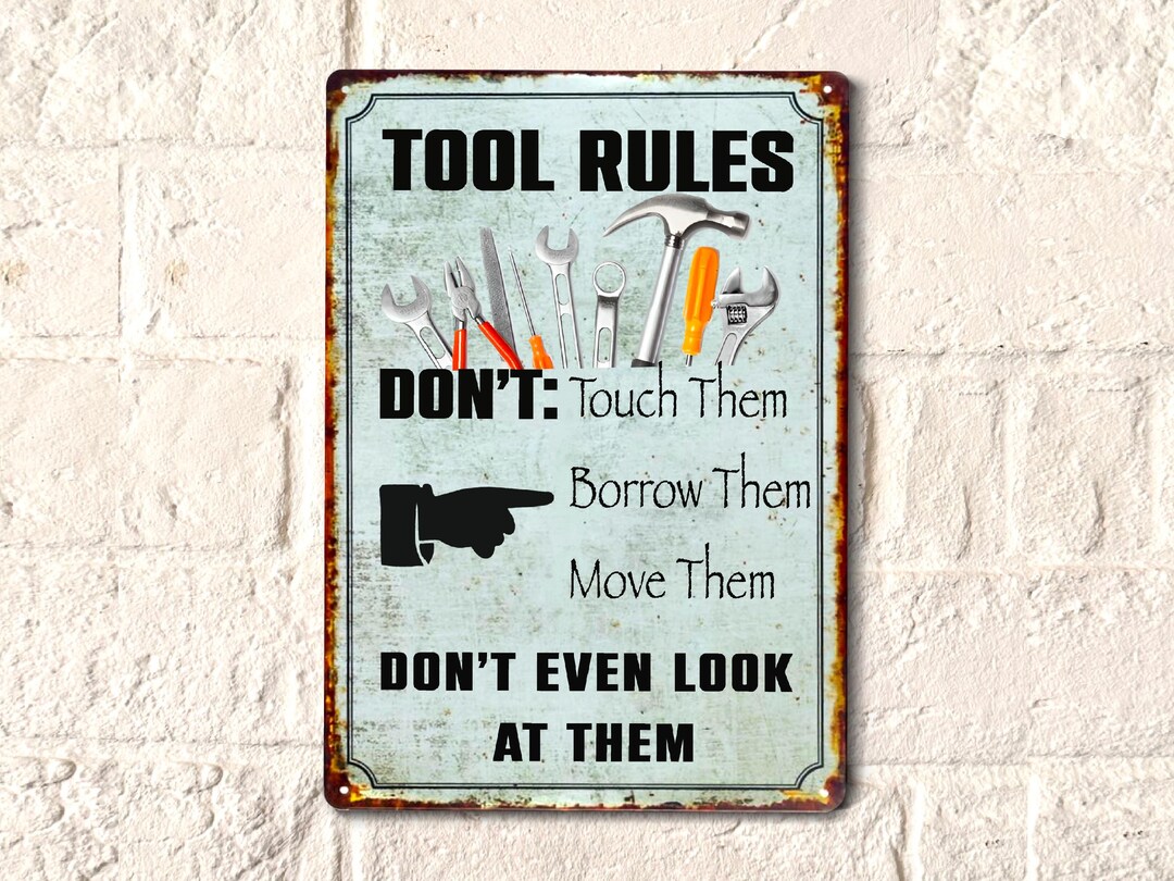 Funny Tool Shed Sign: Garage Metal Wall Art - "tool Rules" - Etsy