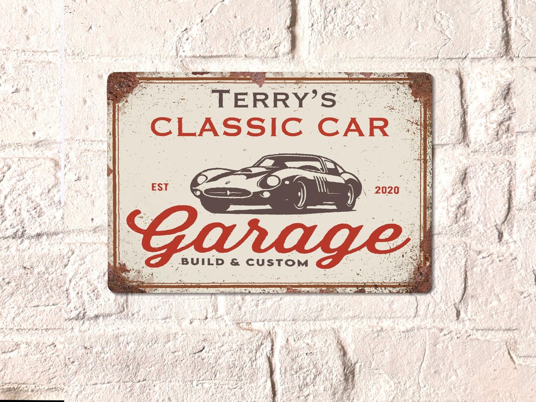 Personalised Vintage Garage Sign, Classic Car Sign, Birthday Fathers ...