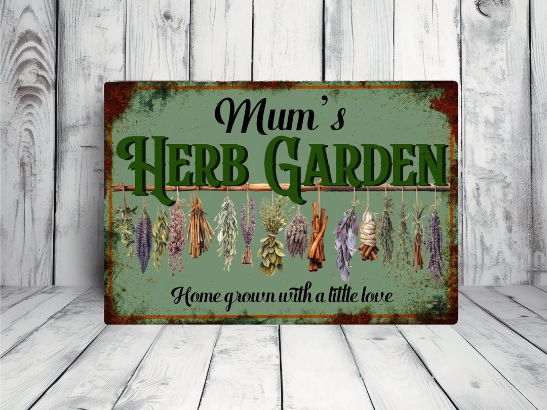 Personalised Herb Garden Sign Back Yard Gardening Planting Plants Grown ...