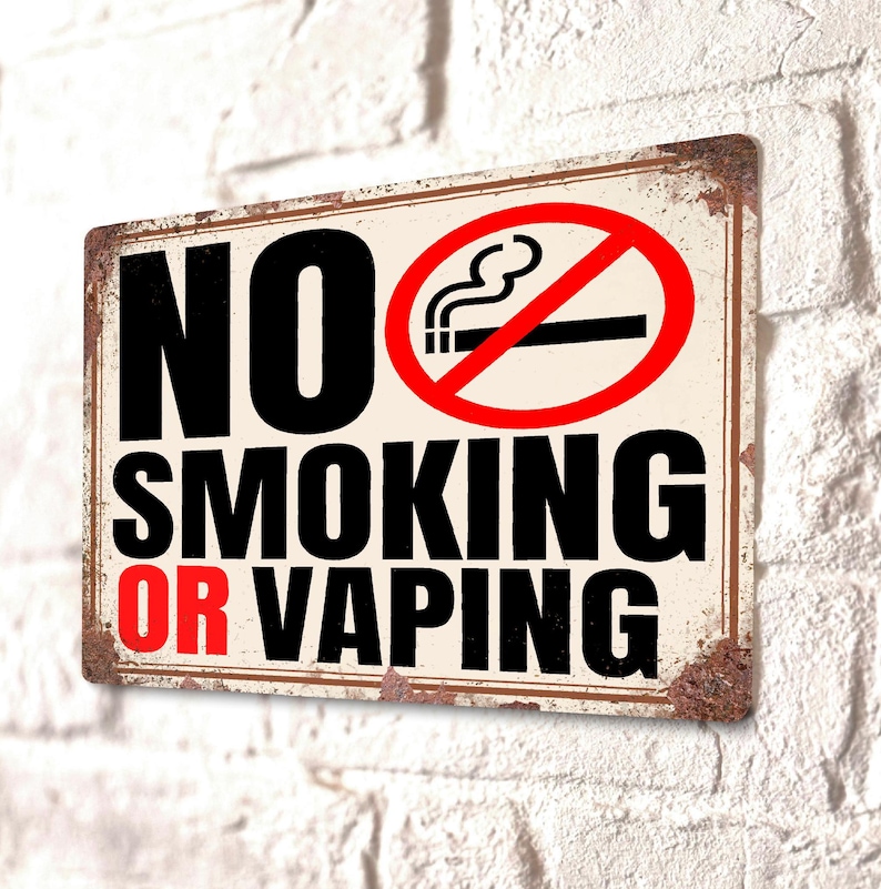 No Smoking or Vaping Sign, Metal Wall Art Door Plaque, Tin Sign ...