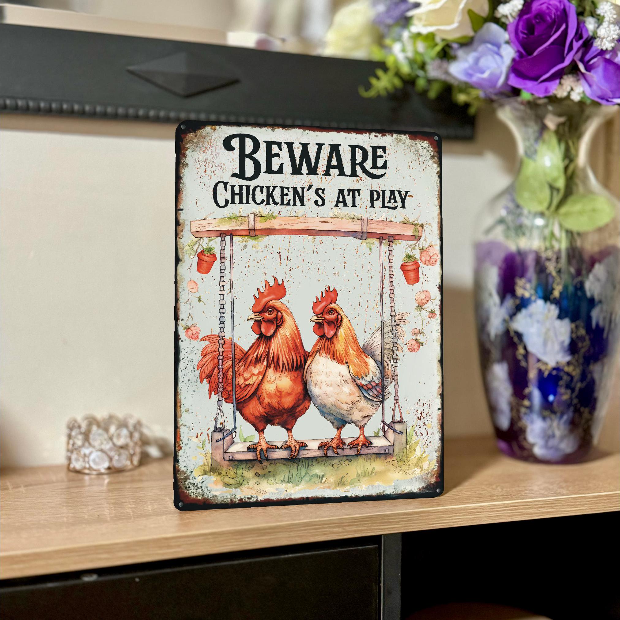 Beware of Chickens Sign, Chicken Coop Sign, Rooster Decor, Hen House ...