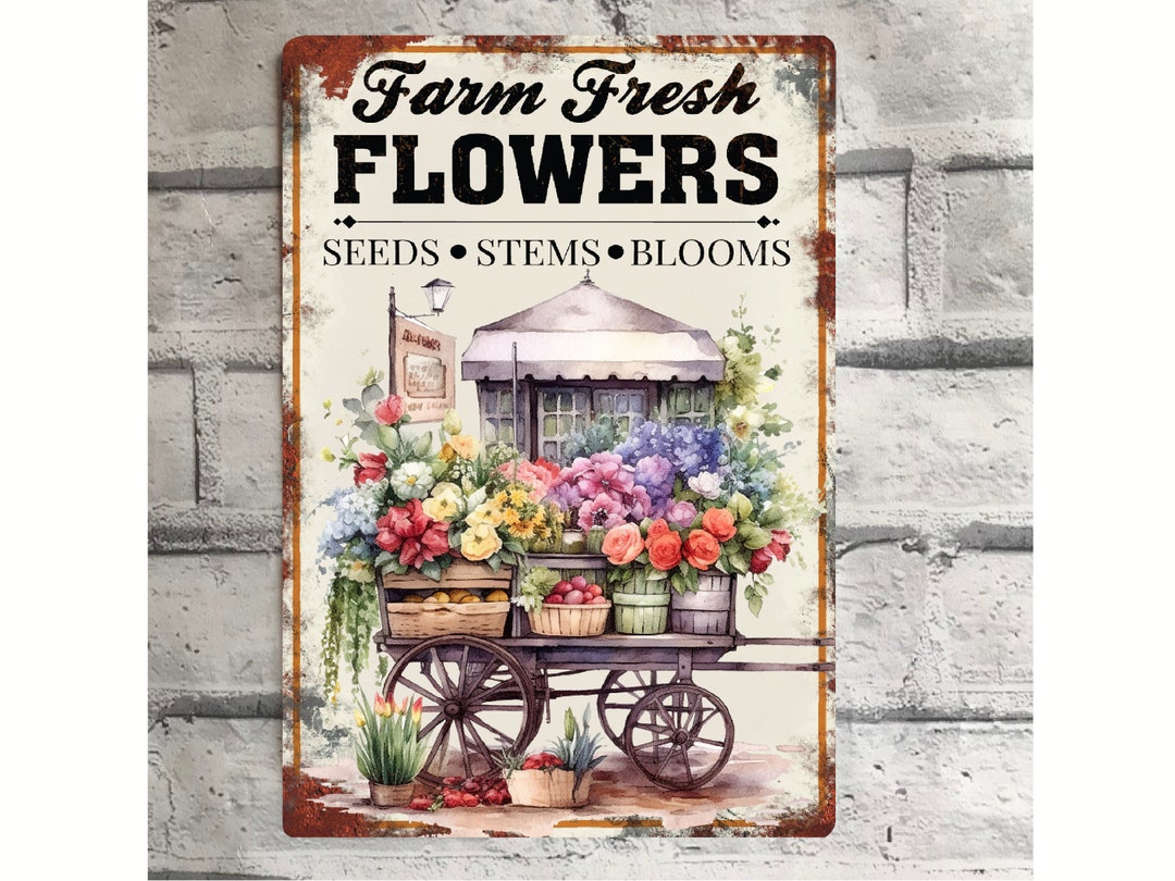 Flower Market Print, Floral Plaque, Market Stall Sign, Gift for Florist ...