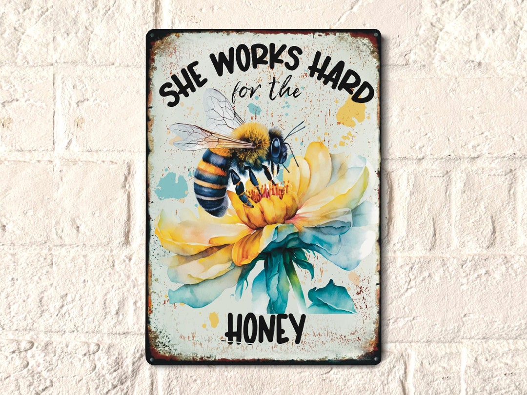 Metal Bee Sign, Garden Fence Art, Bee Decor, Outdoor and Garden Signs ...