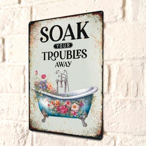 Cute Bathroom Signs, Metal Bathroom Wall Art, Relaxing Gifts for Women ...