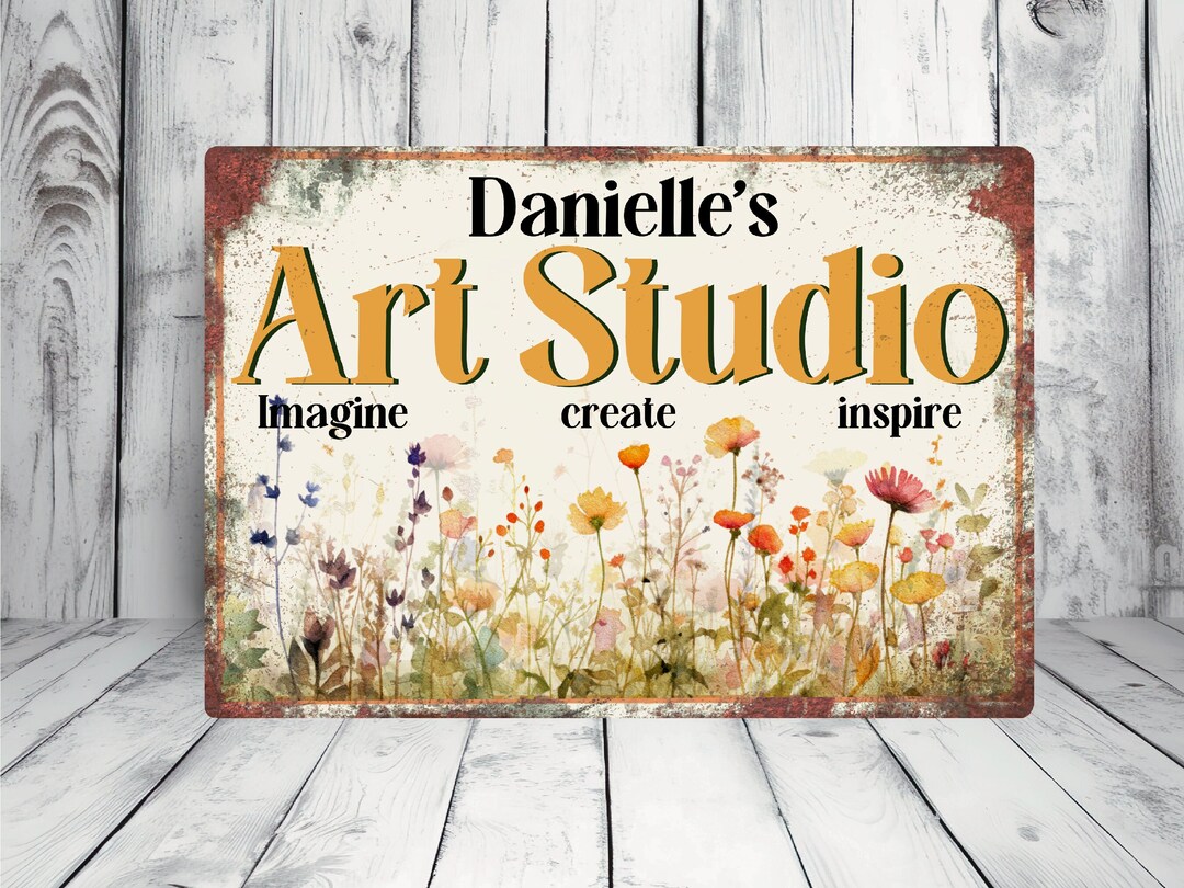 CUSTOM ART STUDIO Sign, Personalized Art Studio Sign, Vintage Style Art ...