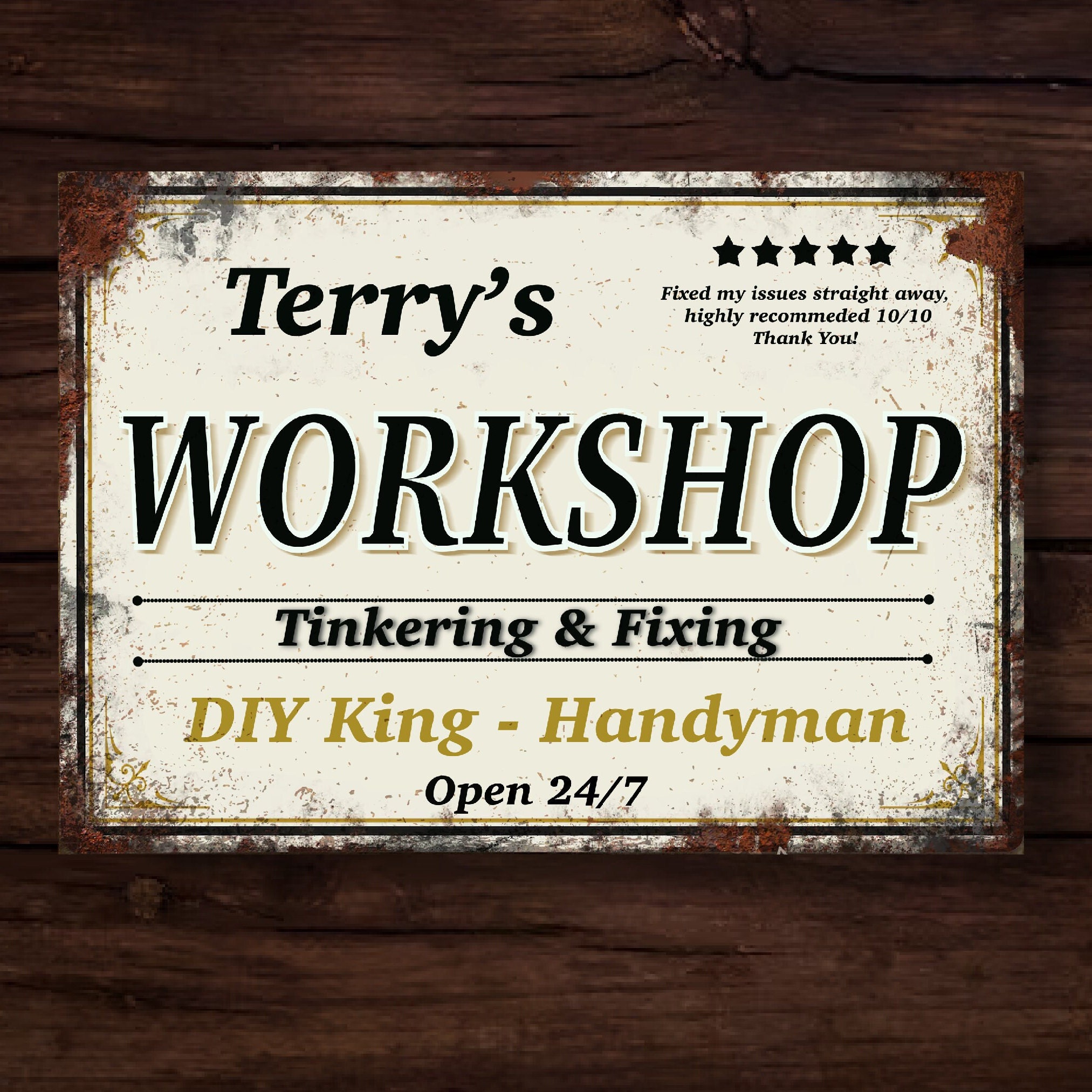 Personalised Workshop Sign Metal Wall Door Decor Accessory, Garage ...