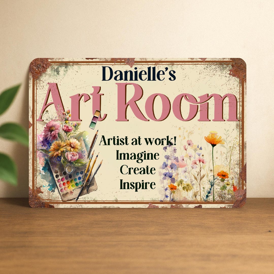 Art Room Tin Sign – Personalised Studio Plaque, Christmas Gift for ...