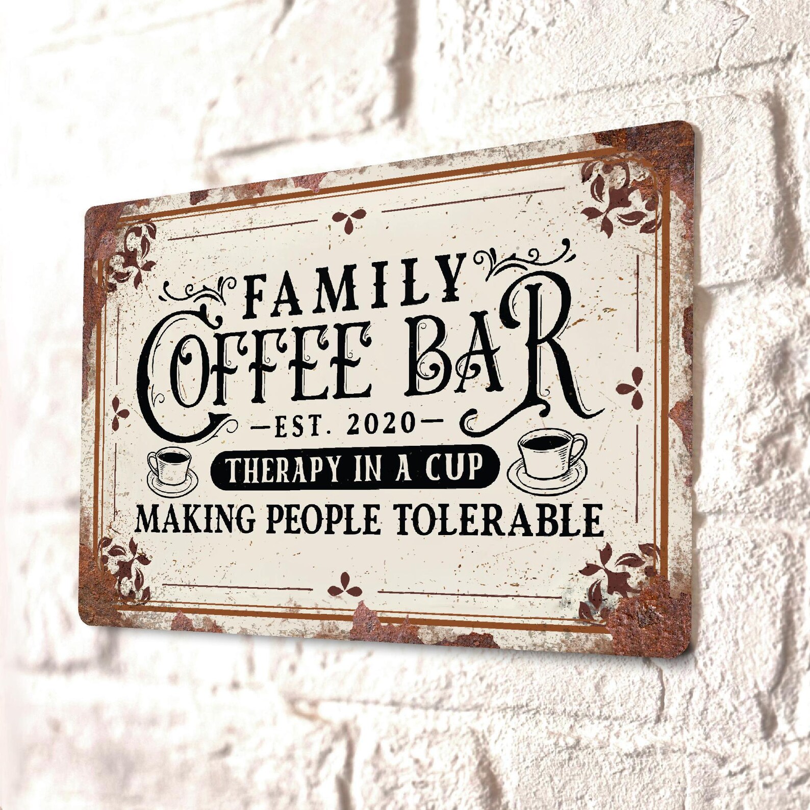 Coffee Bar Sign Vintage Design Style Kitchen Cafe Man Cave Metal Wall ...
