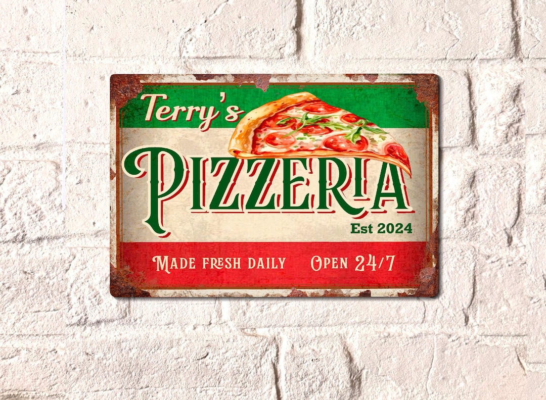 PERSONALISED Pizzeria Sign Metal Garden Pizza Oven Sign Custom Kitchen ...