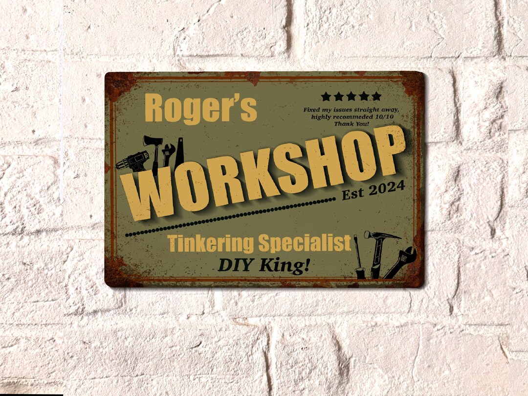 Custom Workshop Sign, Personalised Gifts for Him, Man Cave Decor, Tool ...