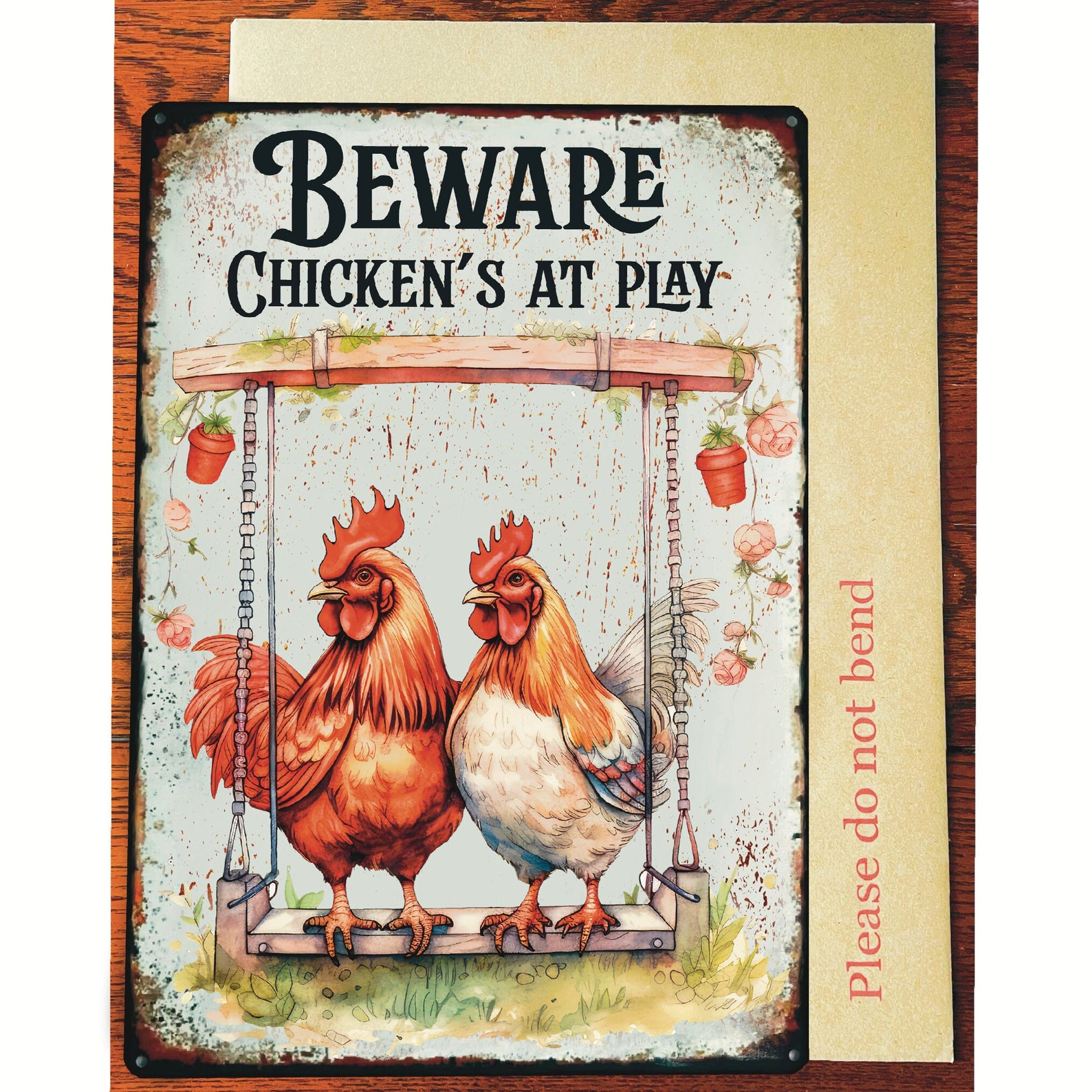Beware of Chickens Sign, Chicken Coop Sign, Rooster Decor, Hen House ...
