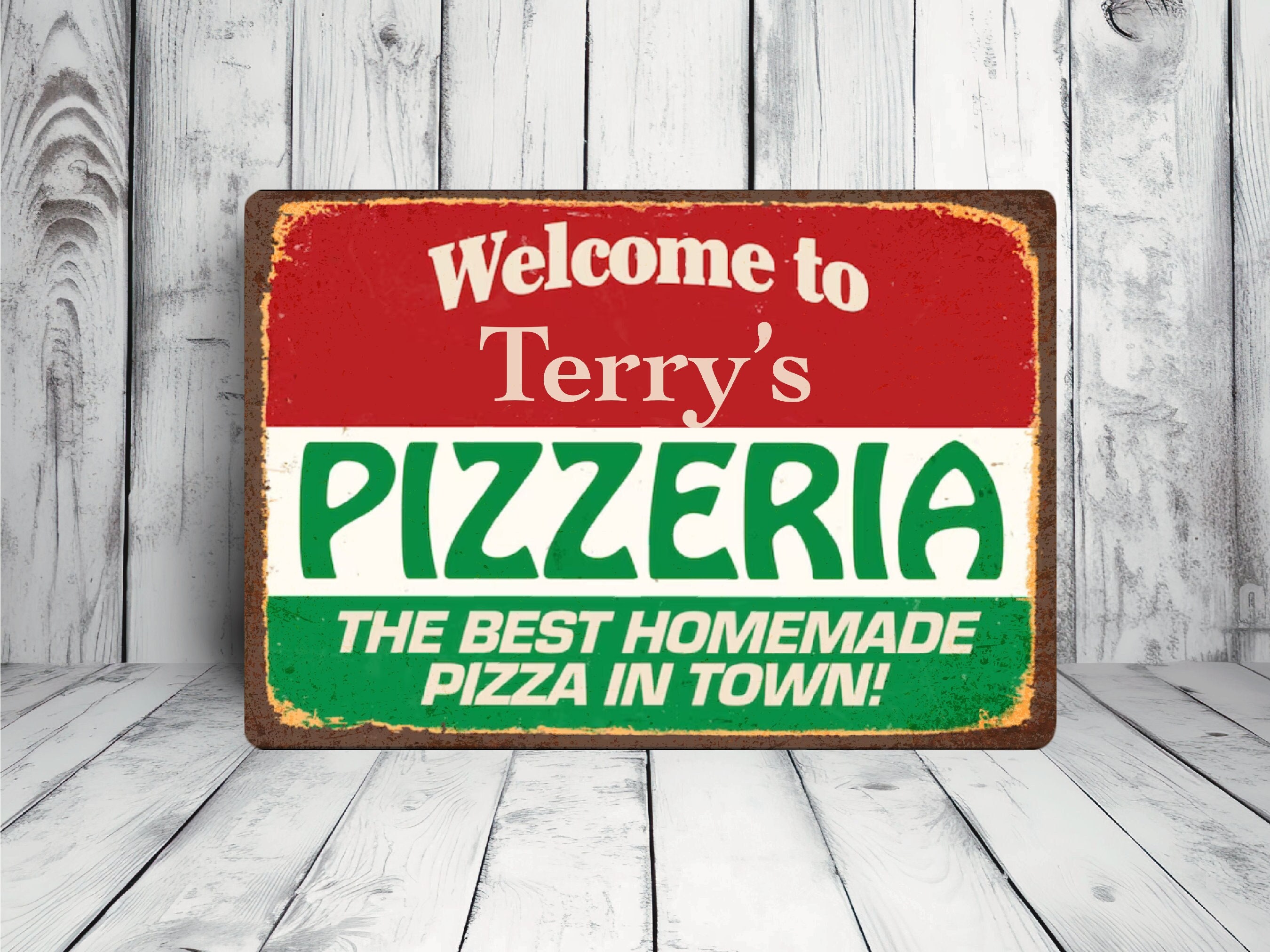 Personalised Pizzeria Sign Metal Garden Pizza Oven Sign Custom Gift ...