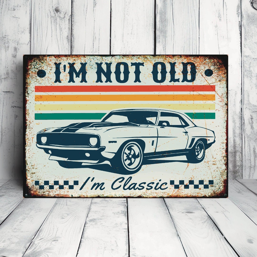 Classic Car Wall Art, Tin Sign Funny, Grandad Fathers Day Gift for Dad ...