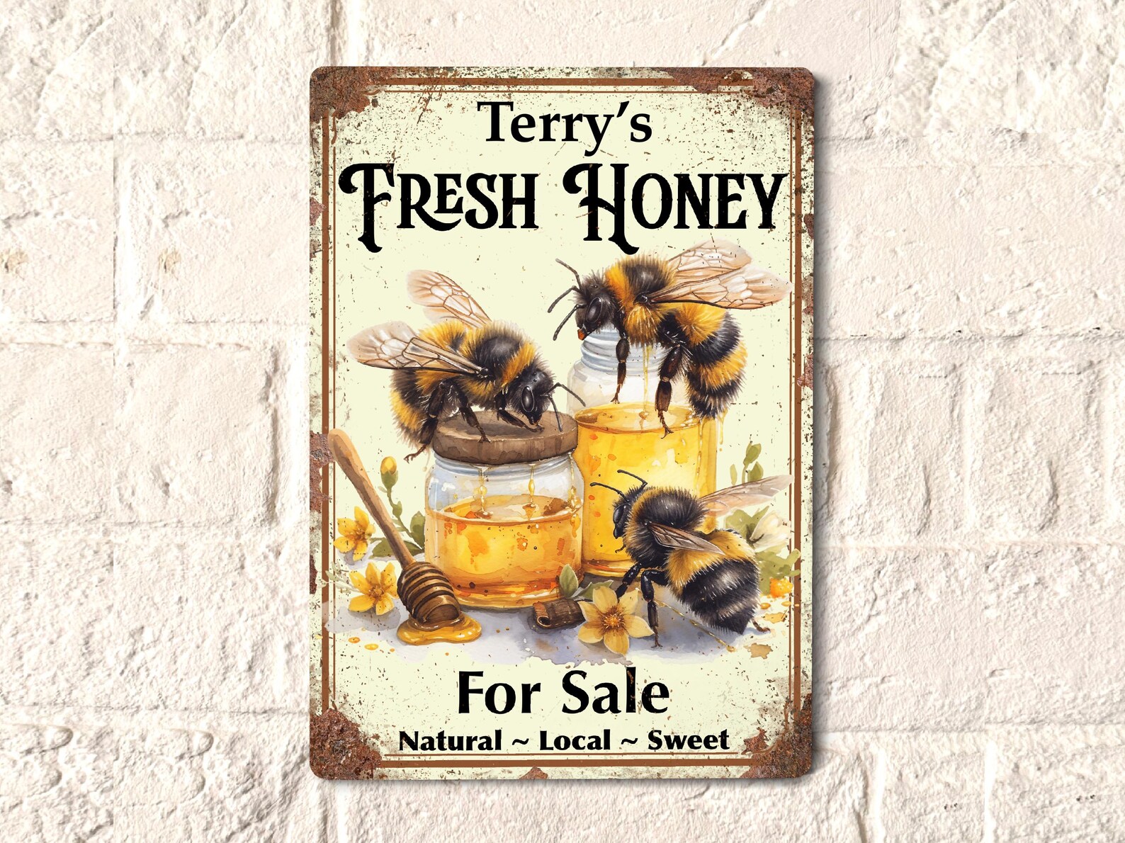Personalised Honey Bee Sign, Fresh Honey for Sale, Customised Bee Gifts ...
