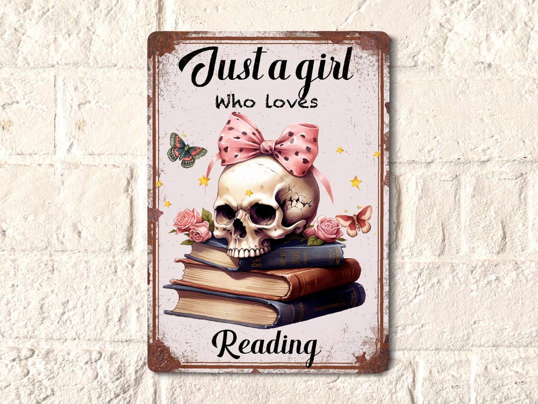 Reading Corner Sign, Cute Goth Metal Wall Art, Book Shelf Decor, Book ...