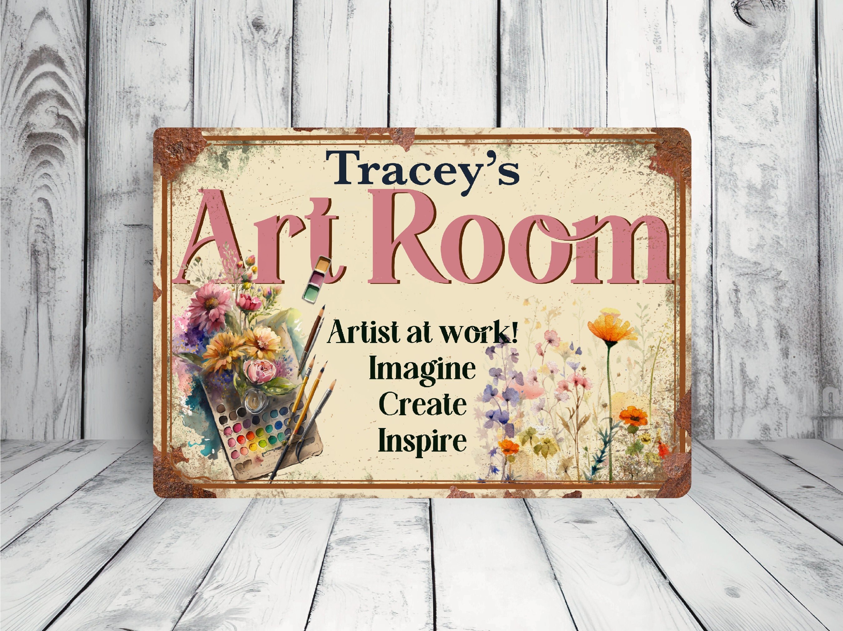CUSTOM ART ROOM Sign, Personalized Art Room Sign, Vintage Style Art ...