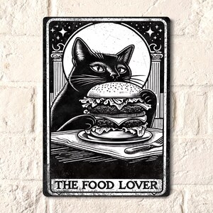 Kitchen Wall Art, Black Cat Tarot Card Sign, Dining Room Decor, Cat ...