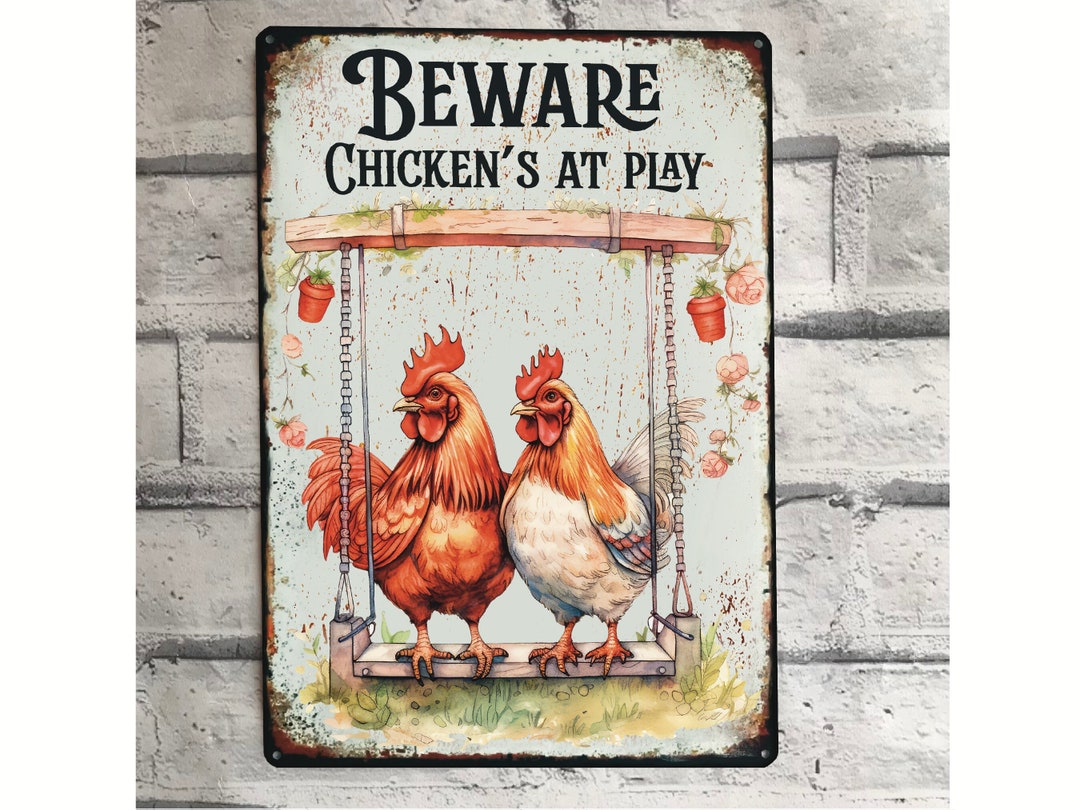 Beware of Chickens Sign, Chicken Coop Sign, Rooster Decor for Kitchen ...